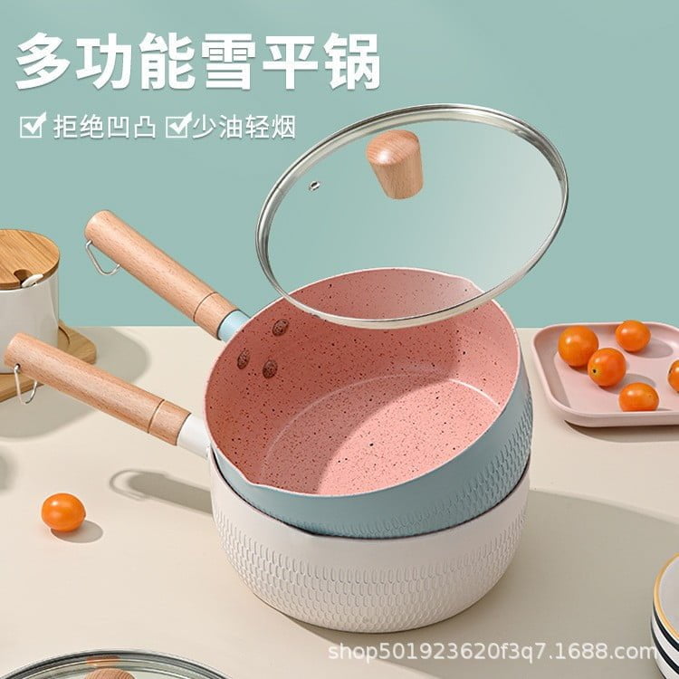 หม้อพร้อมฝา กระทะเคลือบหินอ่อน non-stick ก้นแบน สำหรับเตาทุกประเภท - QLC Co., Ltd.